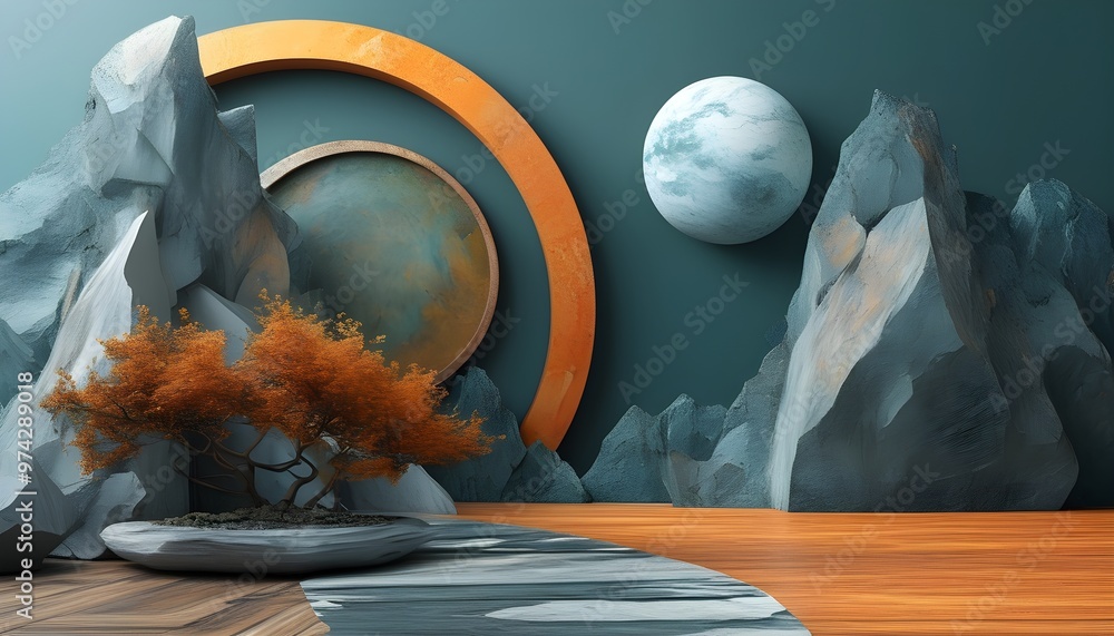 Three-Dimensional Graphic Design for Seminar Wallpaper with Thin Binar ...