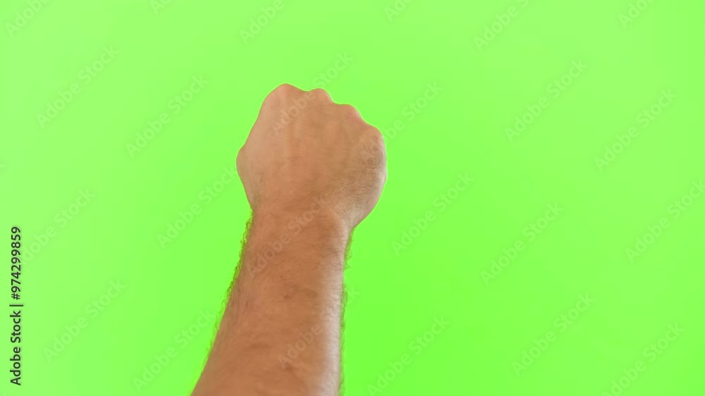 Male Hand Knocking Isolated on Chroma Key Green Screen Background. Body ...
