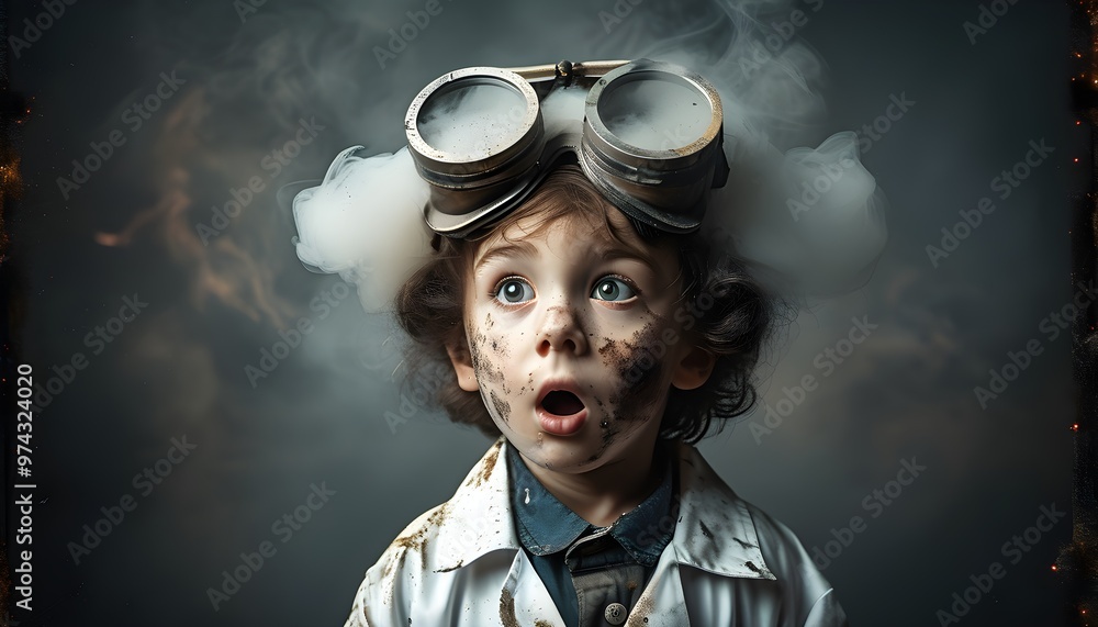 Wonder and Curiosity: A Young Scientist with Smudged Face in Awe of ...