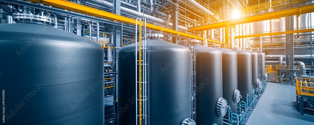 Industrial storage tanks in a modern facility, showcasing advanced ...