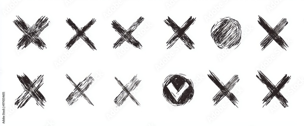 Symbols that represent check boxes, exam marks, and checklist marks ...