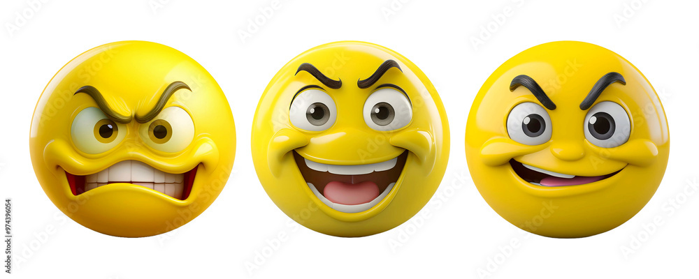 Grimacing face emoji set. 3d emoticon with a grimace isolated on white background Stock ...