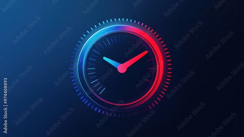 A circular progress bar icon with a clock face inside, showing time ...