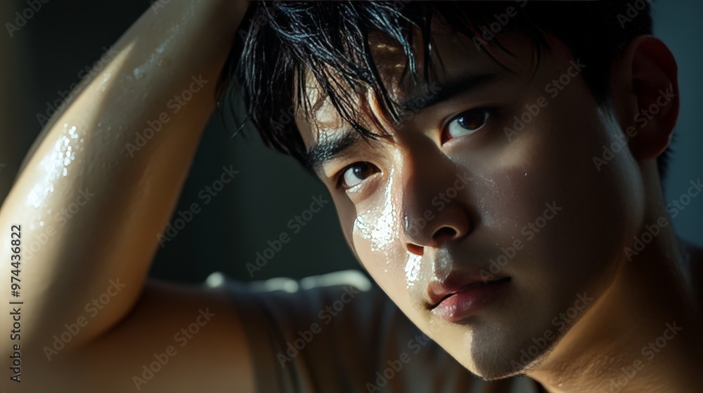 Battling dry skin, a young Asian man finds himself scratching often ...