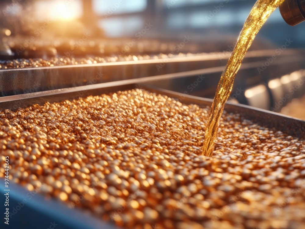 Craft Brewery IPA Fermentation Process Golden Beer Pouring from Tank, A ...