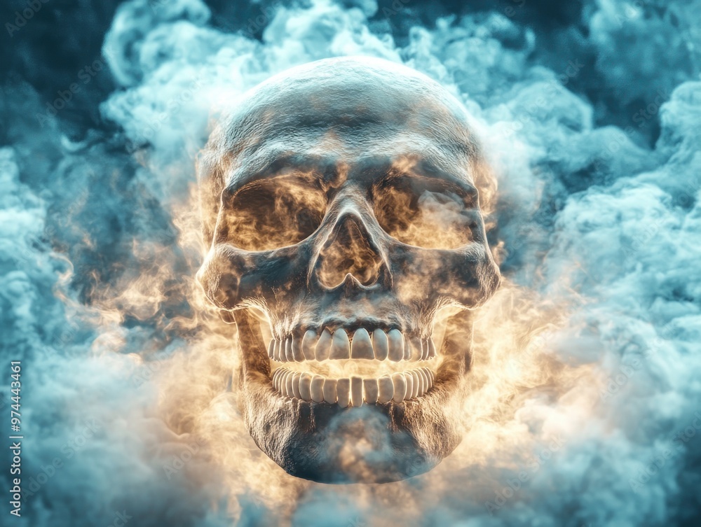 Ethereal Skull in Smoke, Abstract Representation of Fear and Horror ...