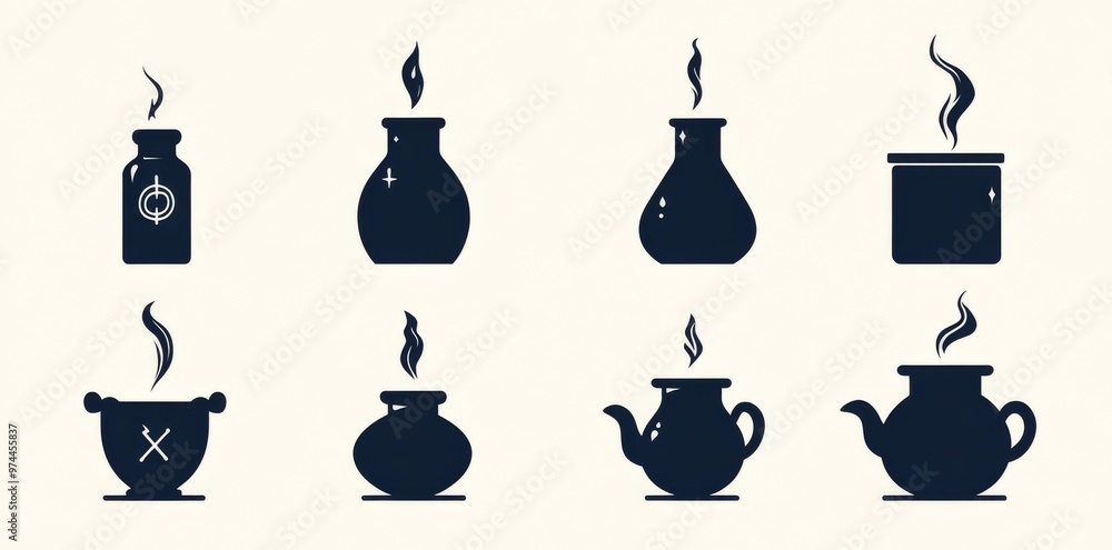 The magic elixir icon set features various elements associated with ...