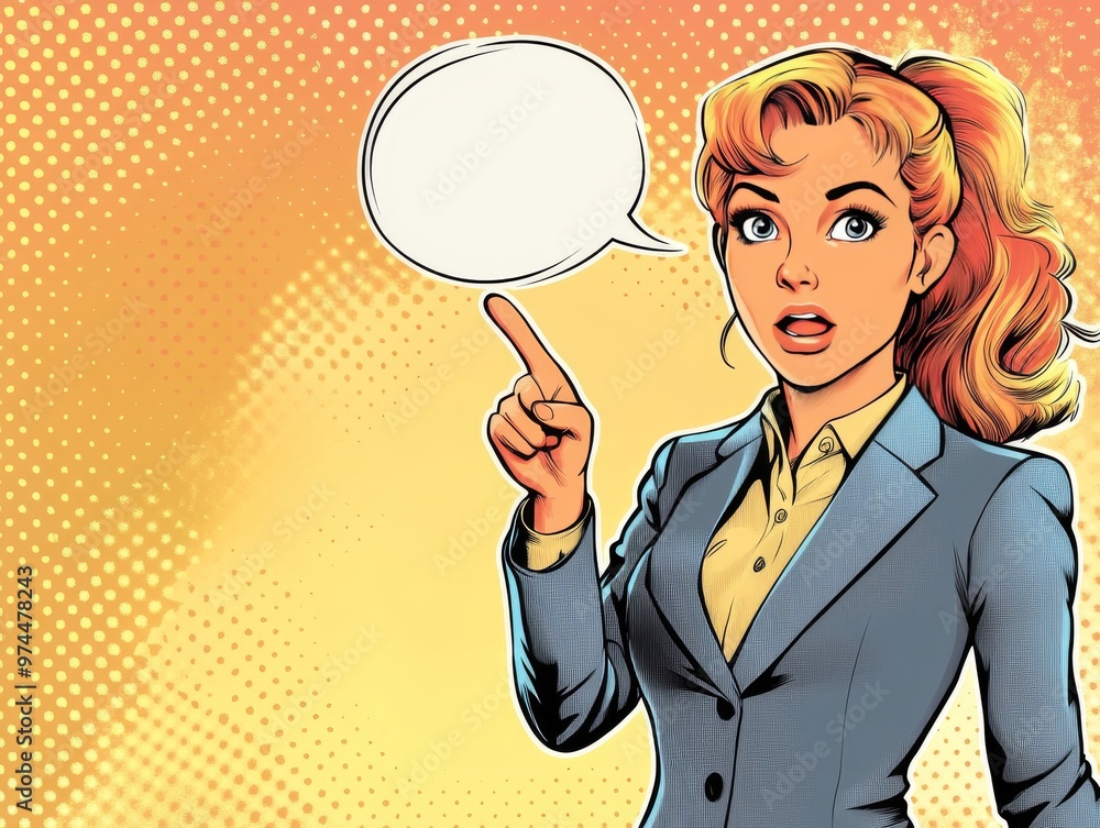 Comic Style Vector Illustration of Playful Man in Suit Pointing with ...