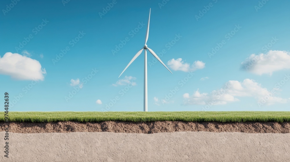 Renewable energy wind turbine with Cross-section of wind turbine tower ...