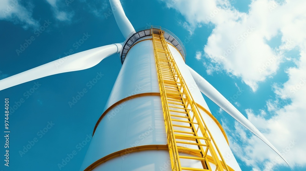 Fotografia do Stock: Renewable energy wind turbine with Interior view ...