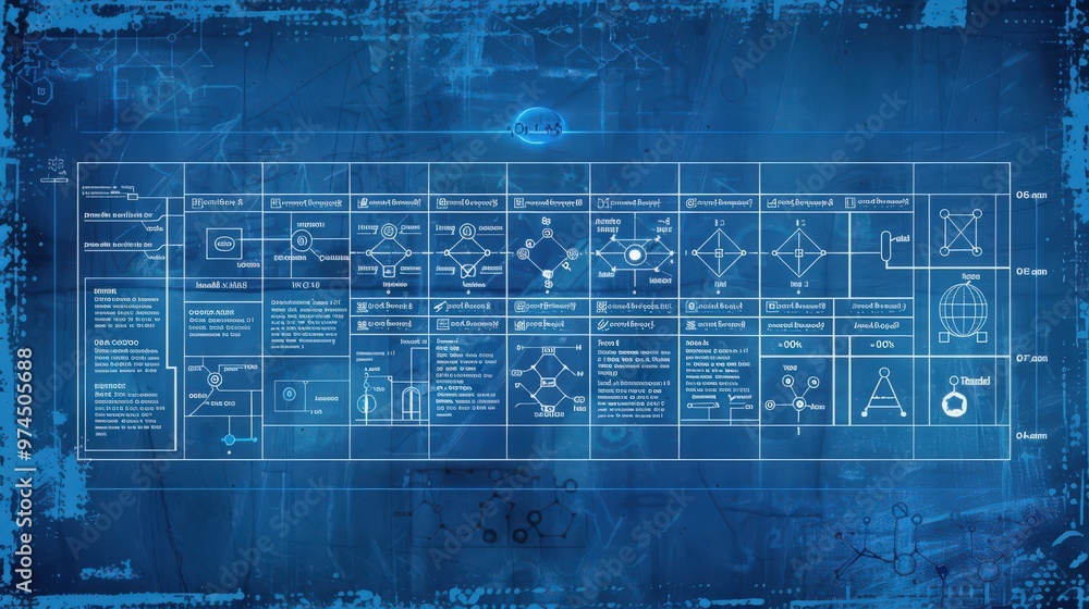 Blueprint of the periodic table with interactive elements explaining ...
