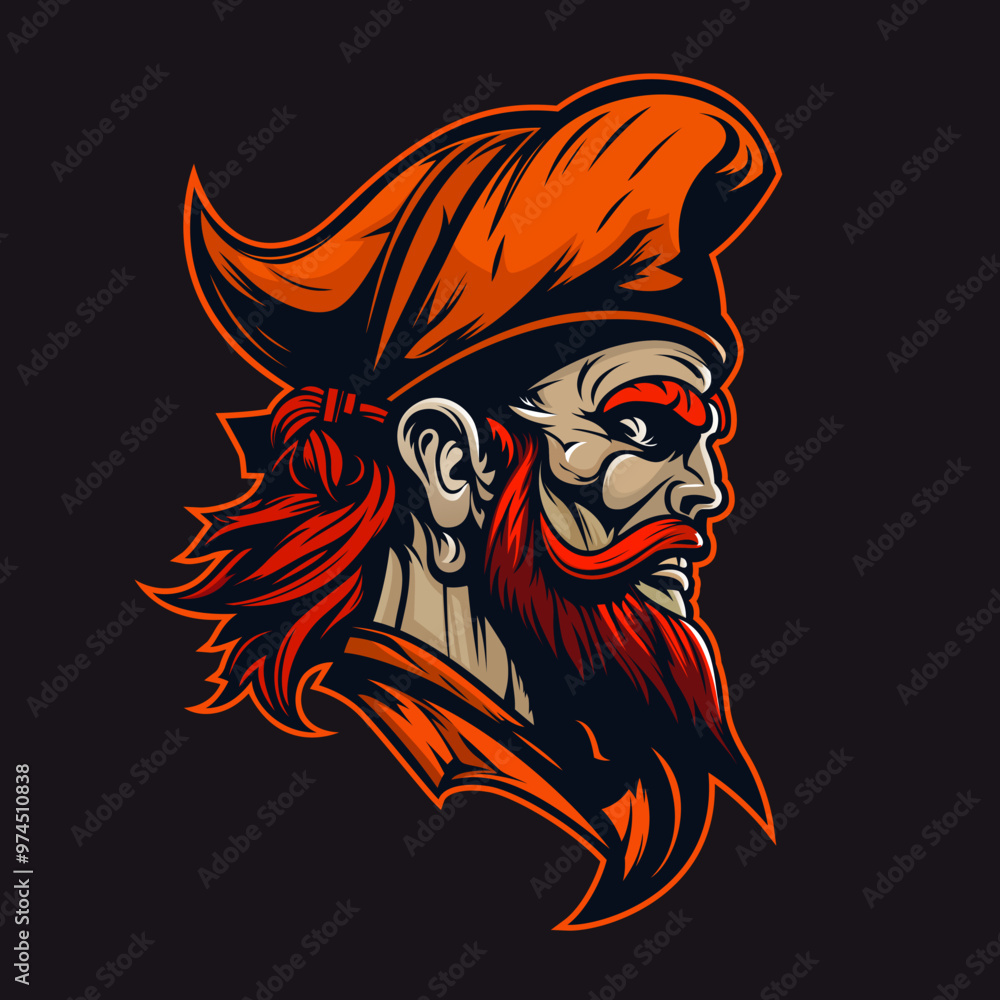 Pirate captain mascot. Ai generated corsair cartoon character head ...