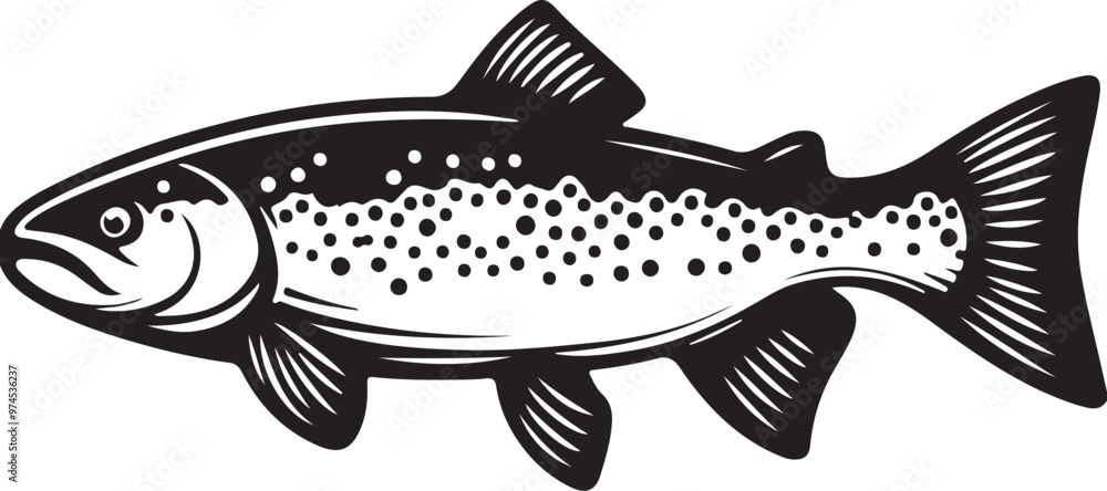 Trout fish silhouette design vector art illustration Stock Vector ...