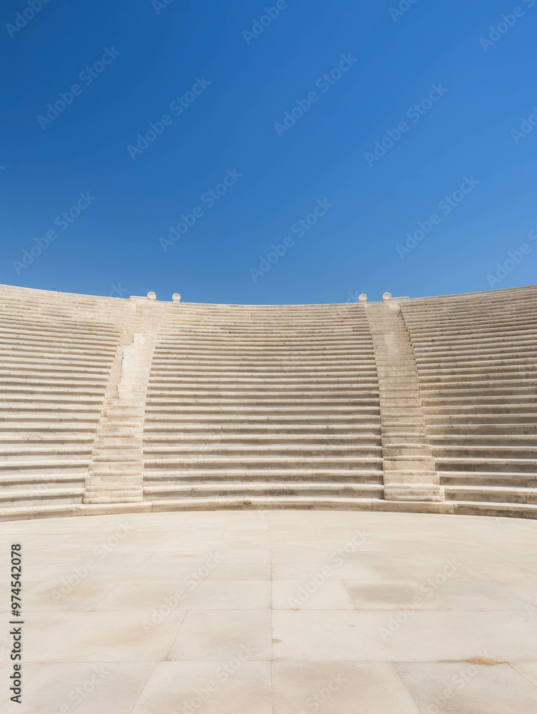 Ancient Amphitheater: A weathered stone amphitheater stands under a ...