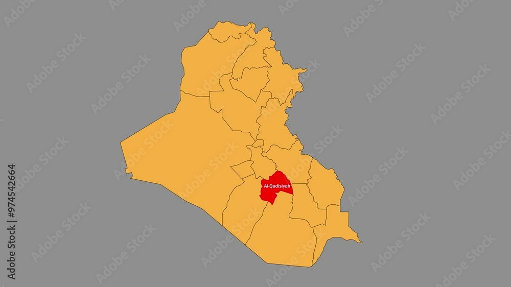 Al Qadisiyah map animated video. The location is highlighted on the ...