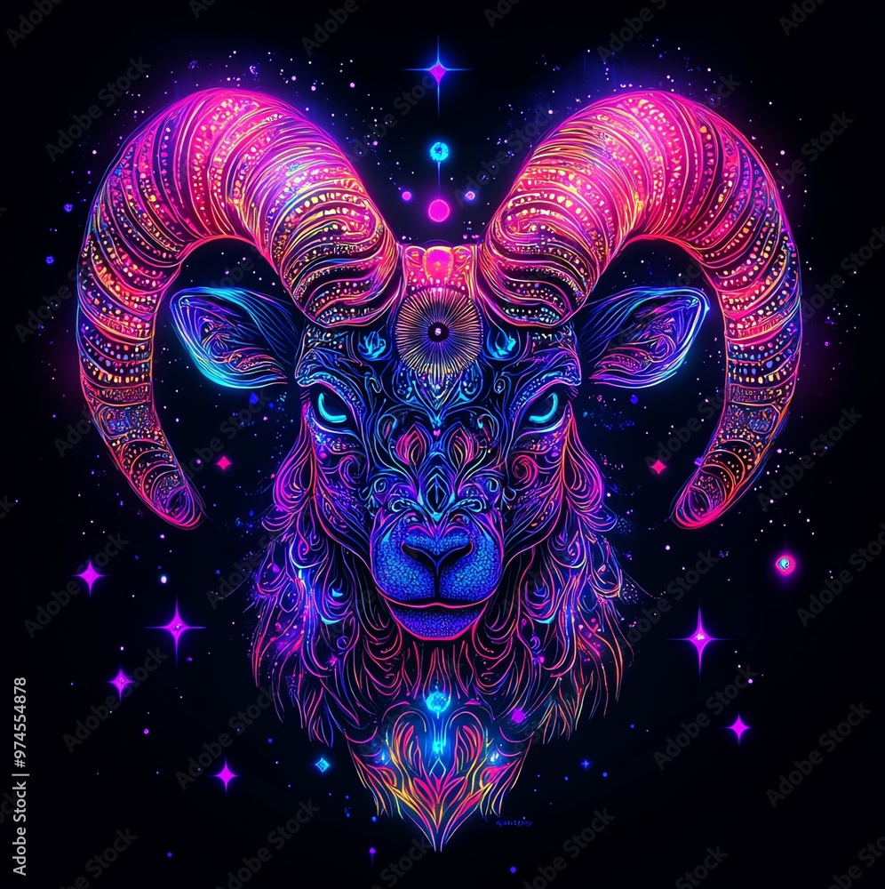 An illustration of a ram, representing the Aries zodiac star sign in ...