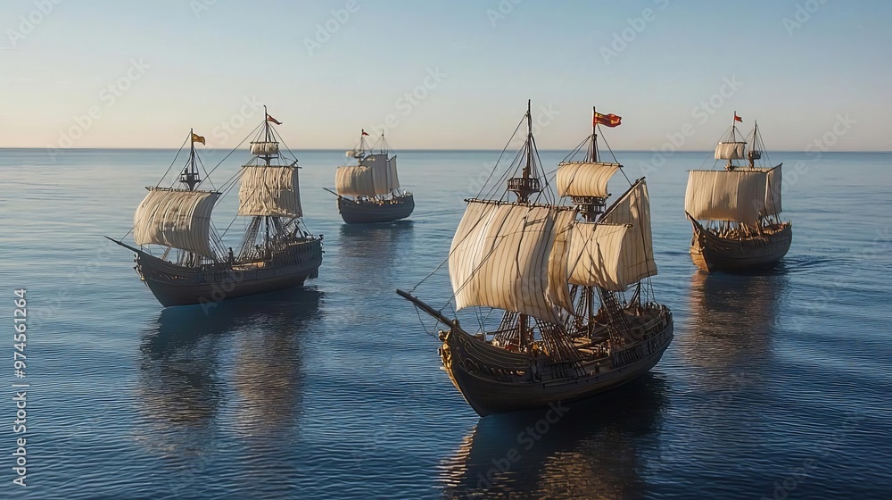 Columbus Day Historic Ships at Sea A fleet of detailed miniature ...