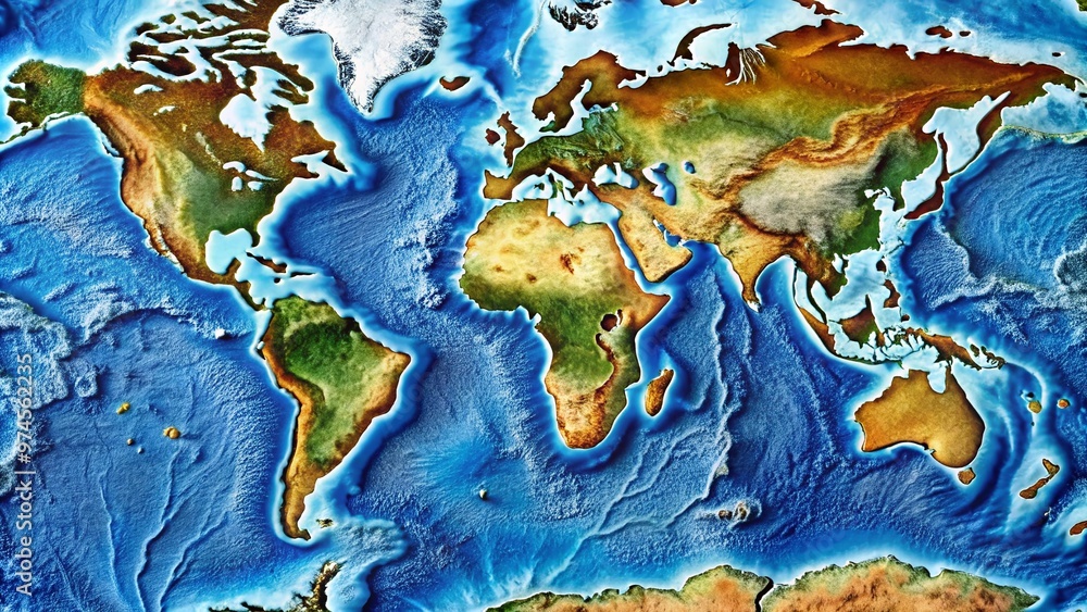 Detailed topographic map illustrating the deepest points on Earth ...