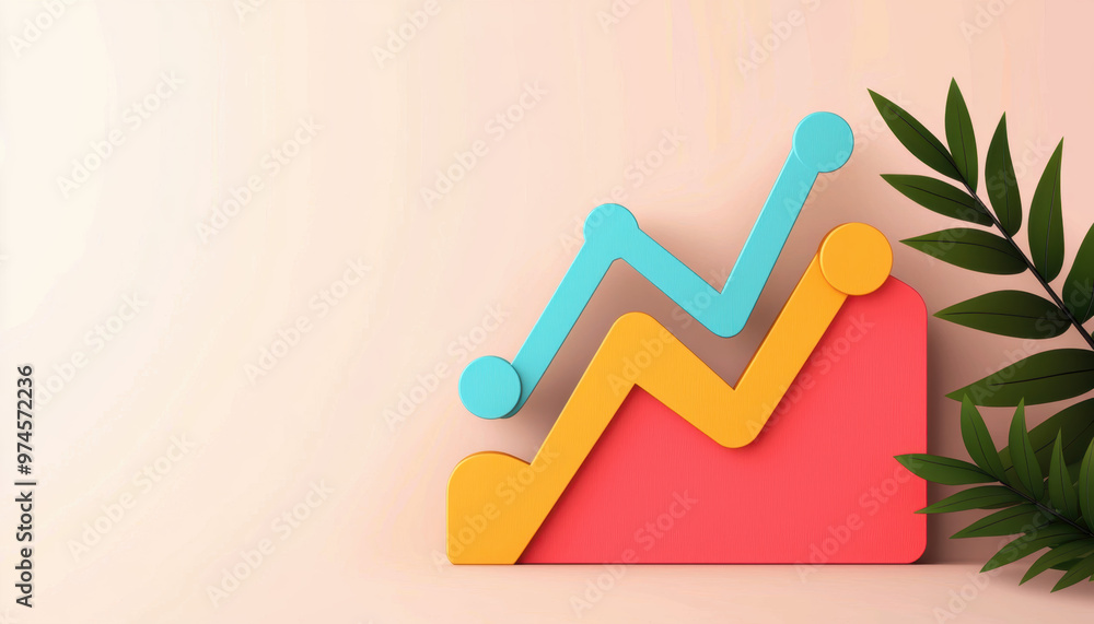 Profit and loss graph, fluctuating line chart, 3d render illustration ...
