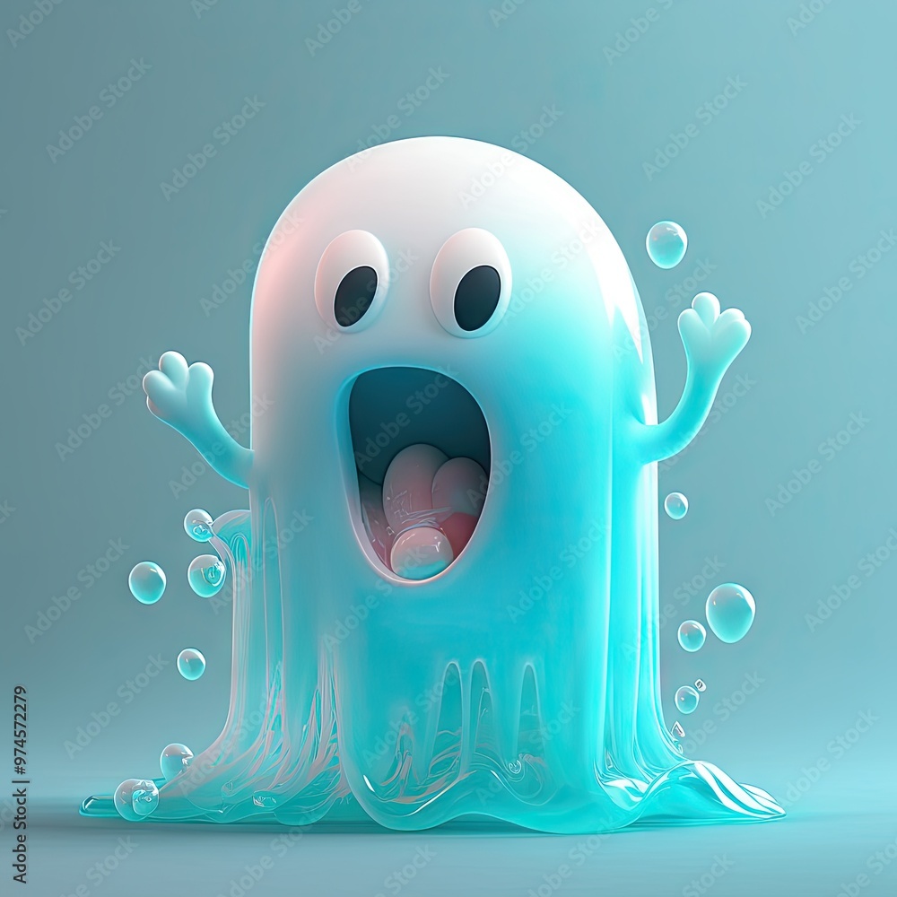 Funny slime or jelly ghost AI generated character. Creepy melting jelly ...