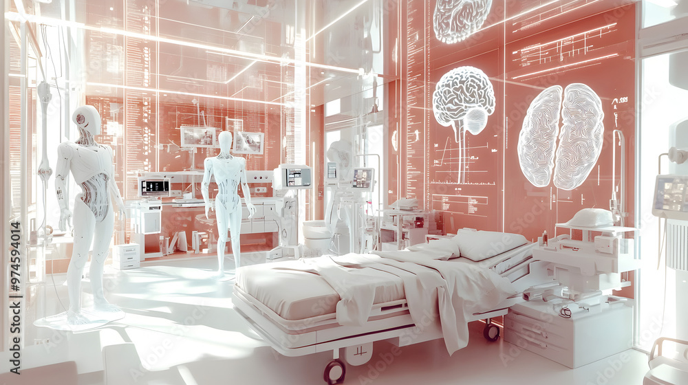 High-tech medical environment where artificial intelligence merges ...