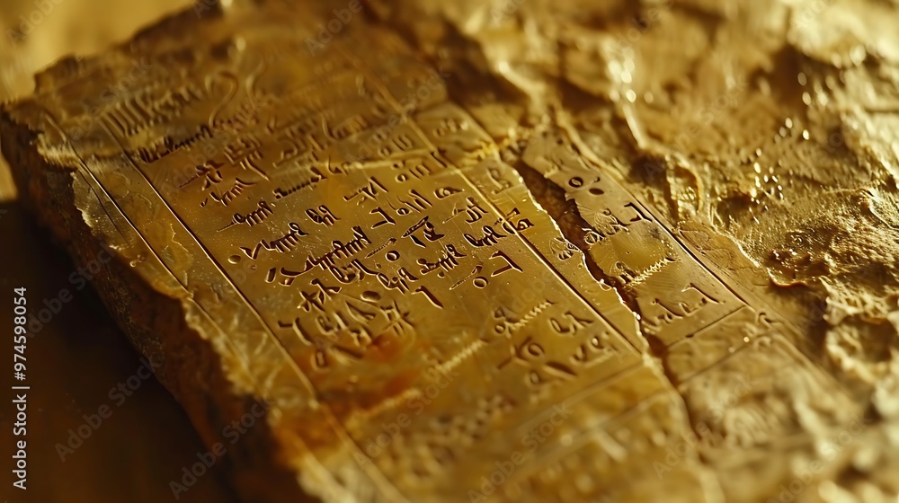 An ancient Sumerian cuneiform tablet, with early writing etched into ...