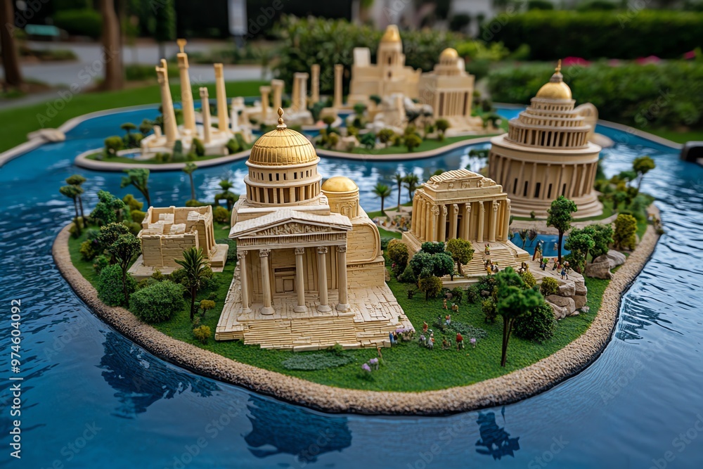 A Miniature Park featuring tiny replicas of the Seven Wonders of the ...