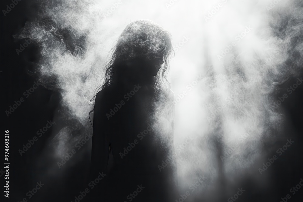 ethereal smoke and dust particles floating in mysterious light artistic ...