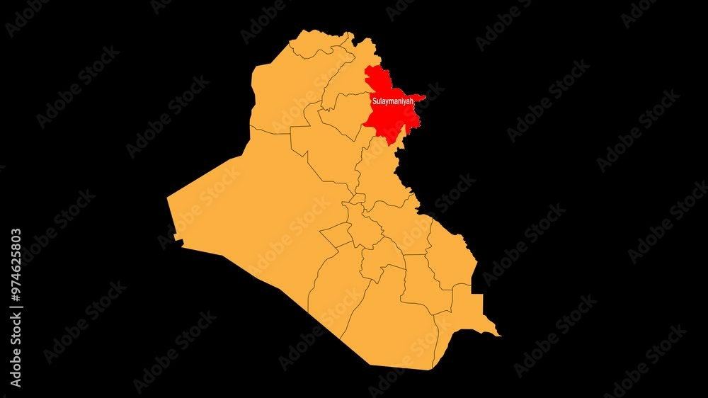 Sulaymaniyah map animated video. The location is highlighted on the ...