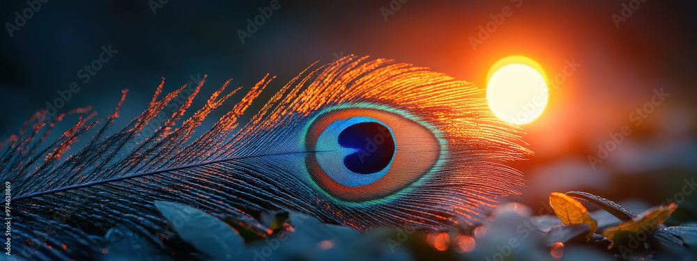 beautiful peacock feather symbol of Hindu god Lord Krishna. Krishna ...