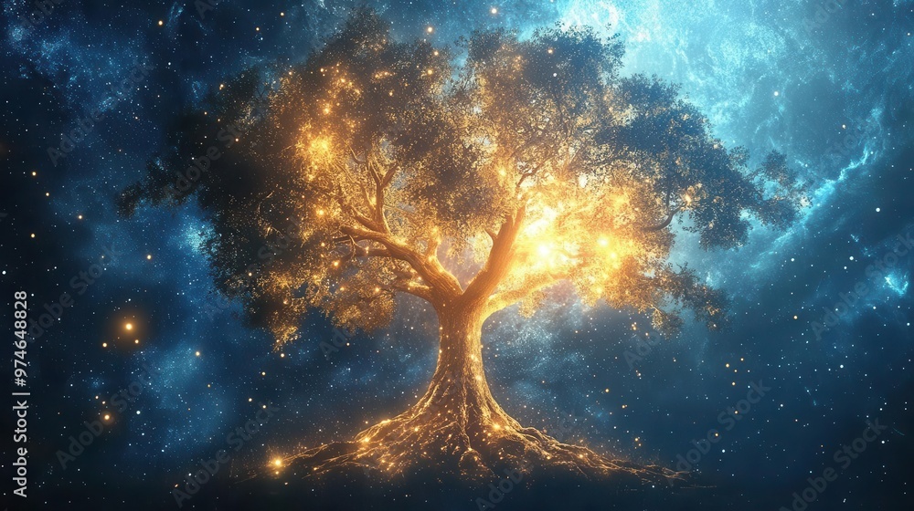cosmic tree of life majestic ethereal tree with luminous branches ...