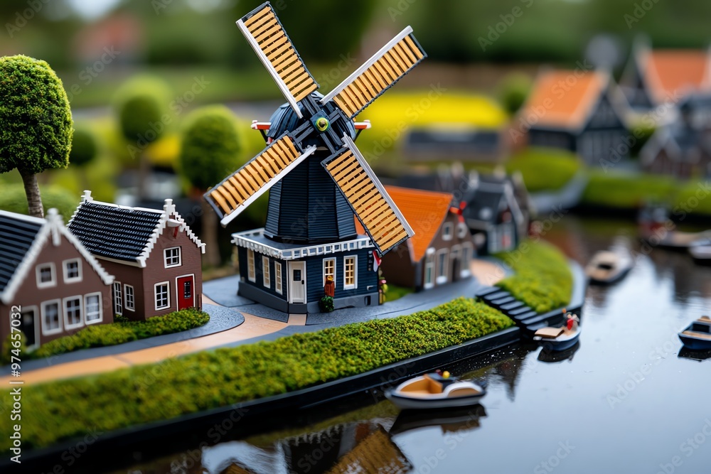 Miniature Park filled with tiny Windmills, canals, and traditional ...
