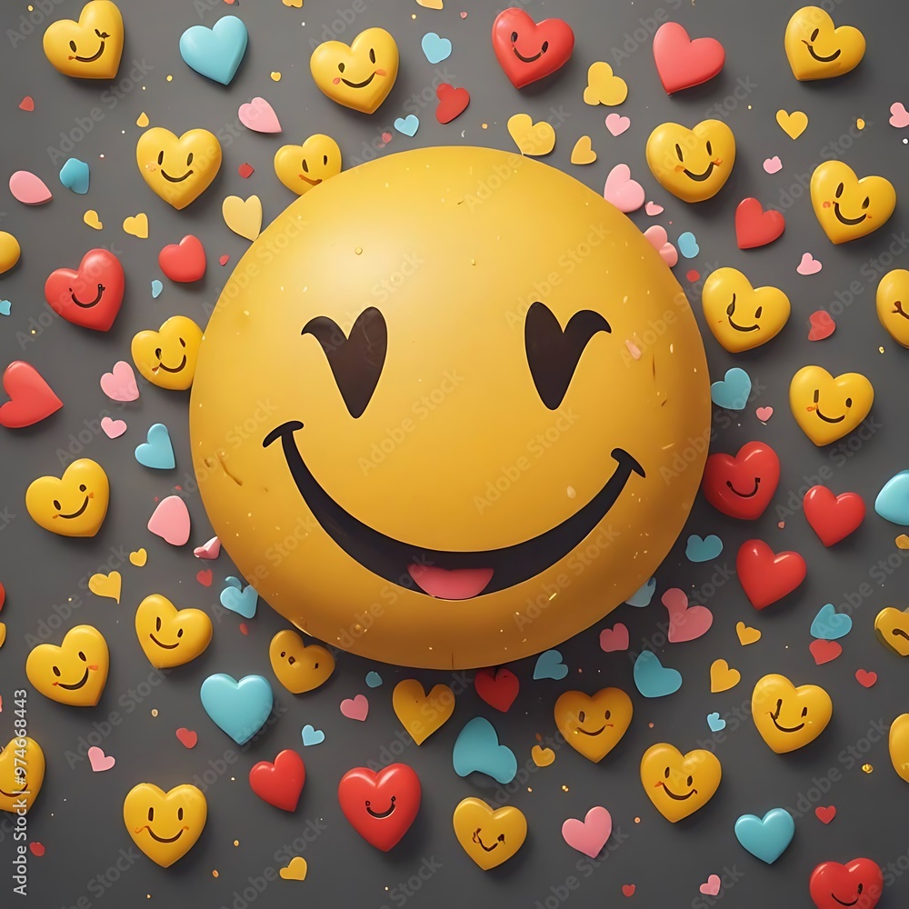 Smiley face emoticon with hearts around it, used to express love ...