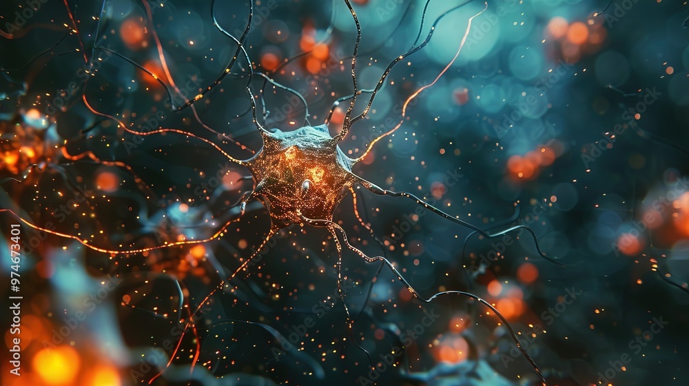 Neuron cells neural network under microscope neuro research science ...