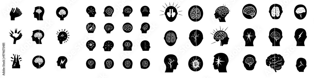 There are 10 headache icons in this set. They represent tension ...