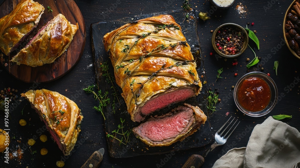 Top View of a Perfectly Cooked Beef Wellington: A Professional Food ...