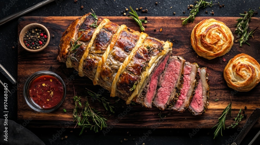 Top View of a Perfectly Cooked Beef Wellington: A Professional Food ...