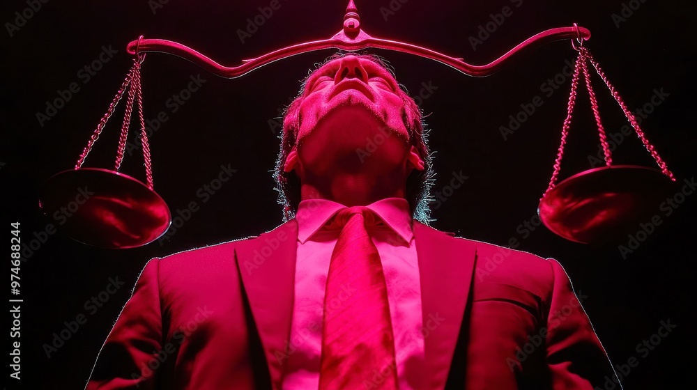 Joker CEO Balancing Justice Scales, a businessman playfully ...