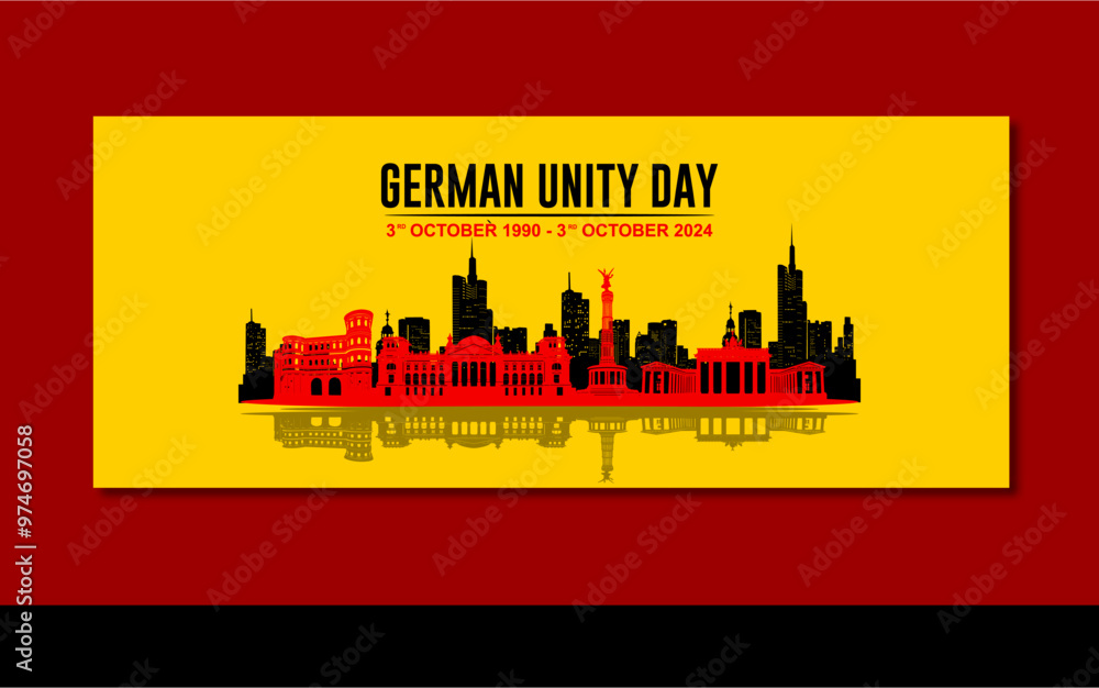 Elegant German Unity Day 2024 In Banner with silhouettes of historical ...