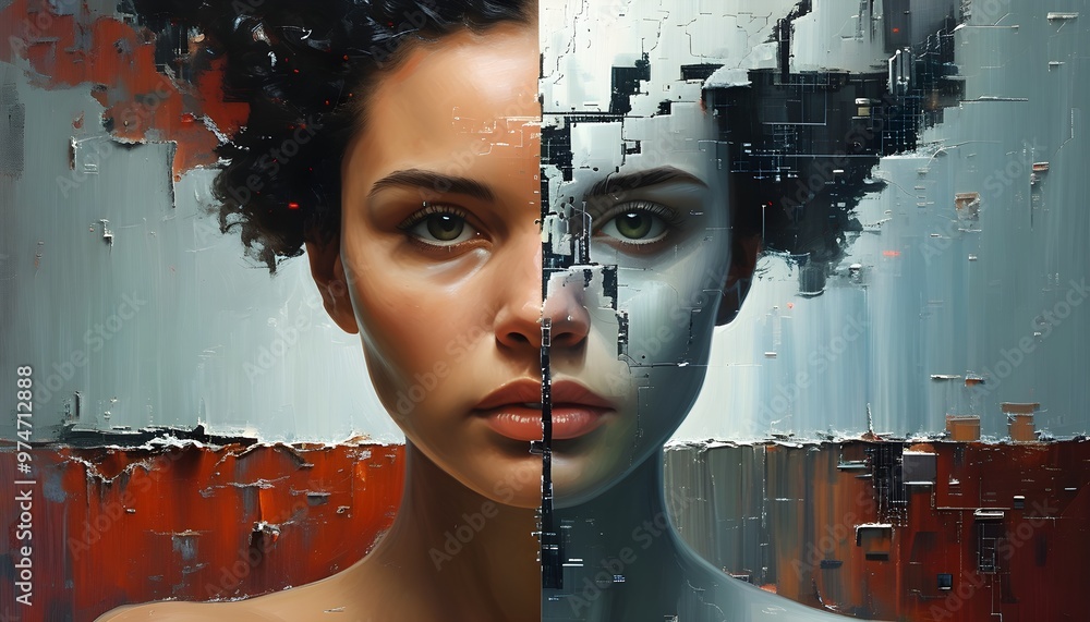 Surreal Fusion of Photorealistic Painting and Digital Art in a Striking ...