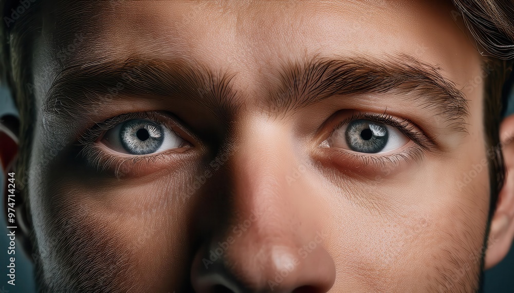 Extreme Close-Up of Young Man's Intense Eyes and Detailed Facial ...
