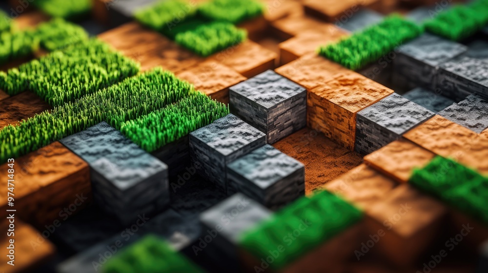 Voxel – 3D Voxel Terrain with Layers of Grass, Earth, and Rocks Exposed ...
