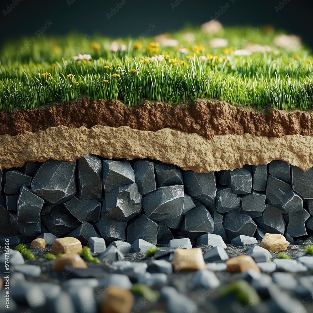 Voxel – 3D Voxel Terrain with Layers of Grass, Earth, and Rocks Exposed, Perfect for Game Design ...