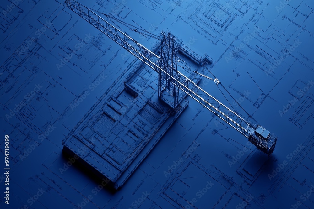 Photography of a detailed 3d blueprint showcasing building construction ...