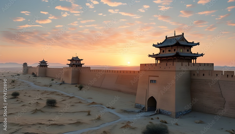 Dawn over a Central Asian medieval walled city, captured with Canon EOS ...
