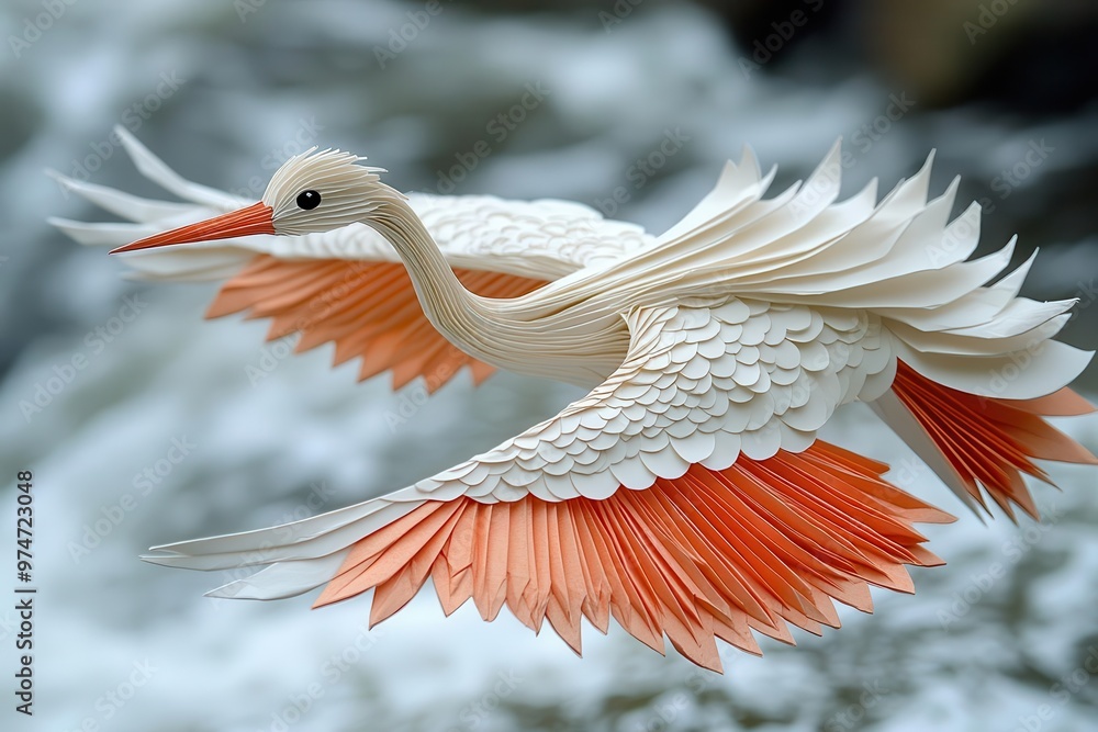 metamorphosis of paper crane transforming into majestic living bird ...