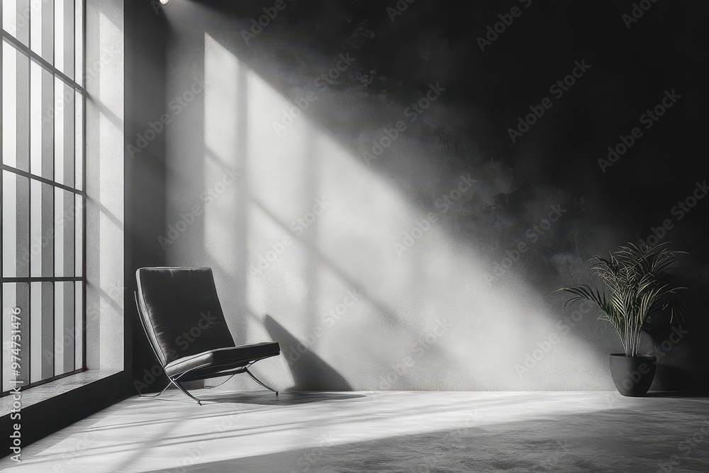 minimalist studio setup with spotlight illuminating smooth grey floor ...