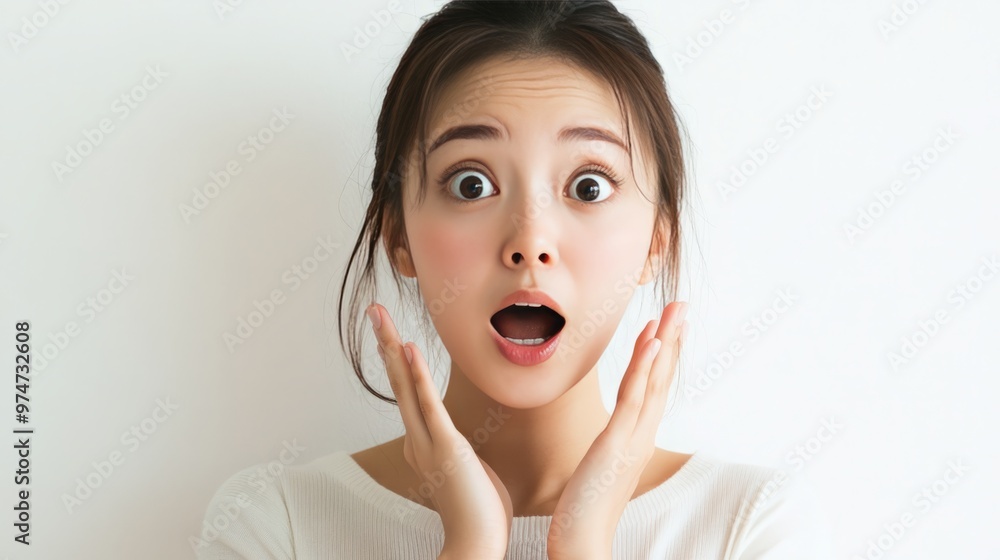 Surprised 29-Year-Old Japanese Female with a Neat Face, Isolated ...
