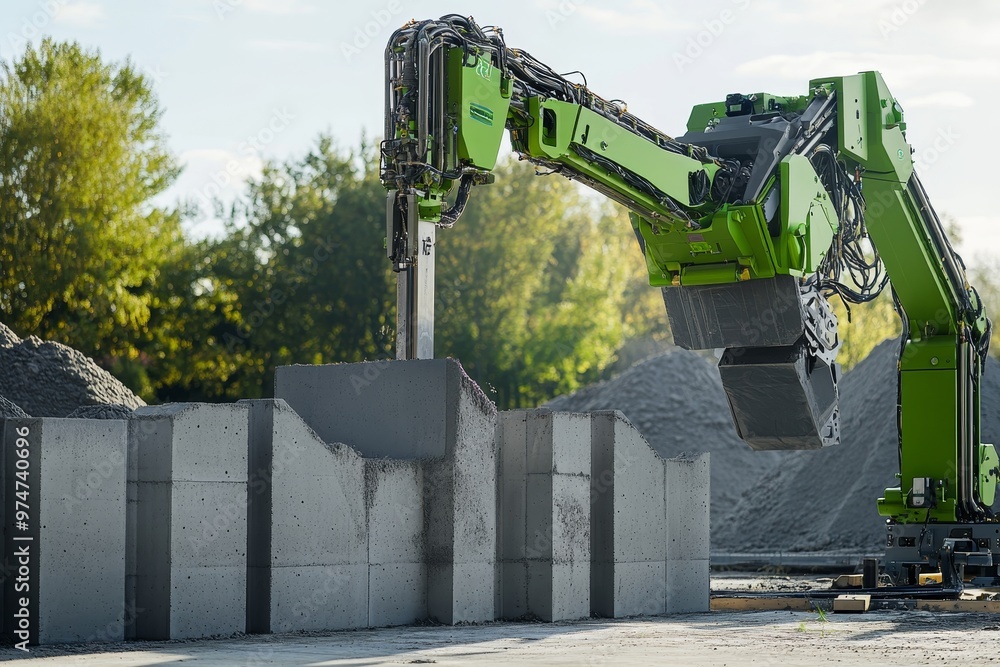 3d printed concrete wall construction with laser cut machine amidst ...