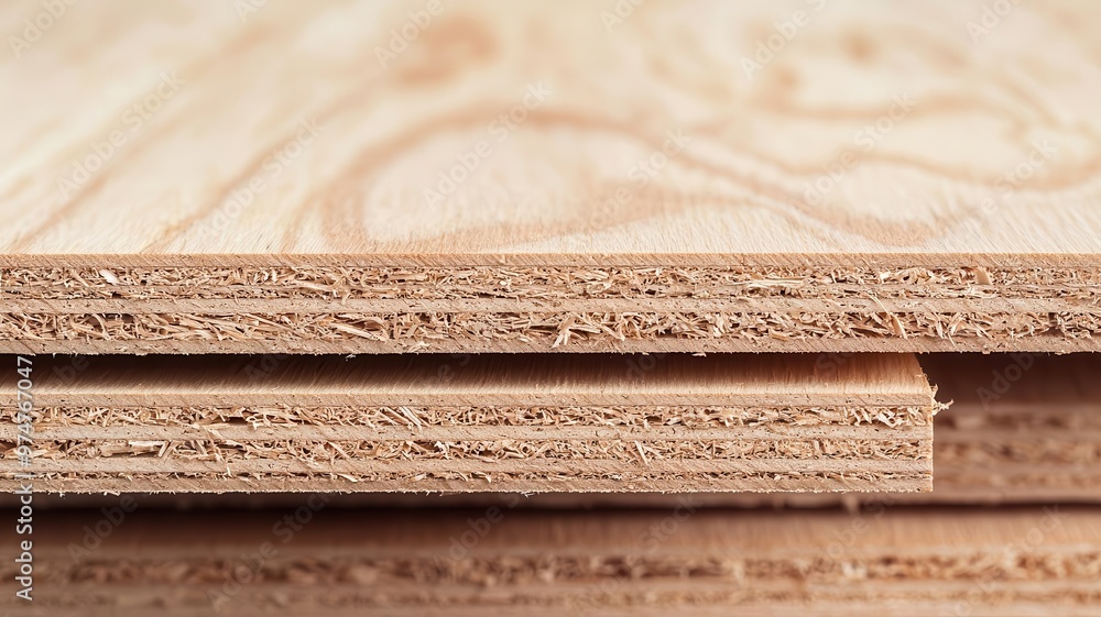 Detailed view of plywood edge showing the bonding of multiple wood ...